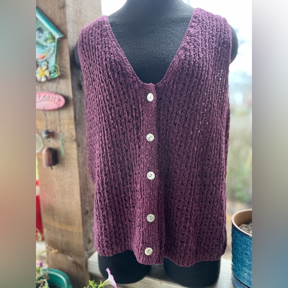 J. Jill | Sweaters | J Jill Plum Cable Knit Opalescent Button Front V ...